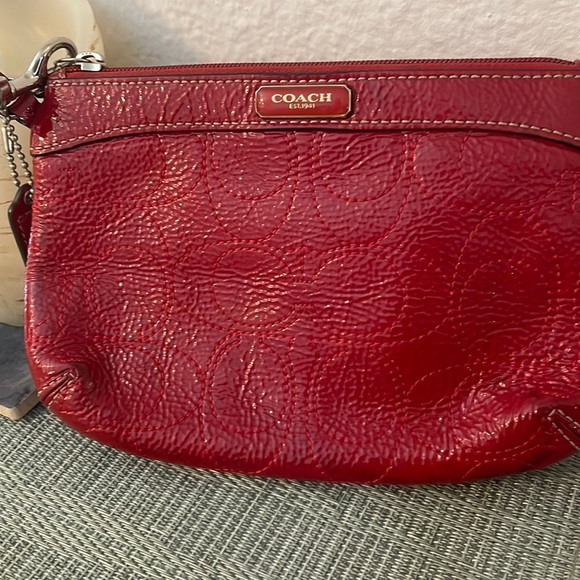 Coach | Bags | 59 Coach Textured Red Wristlet | Poshmark